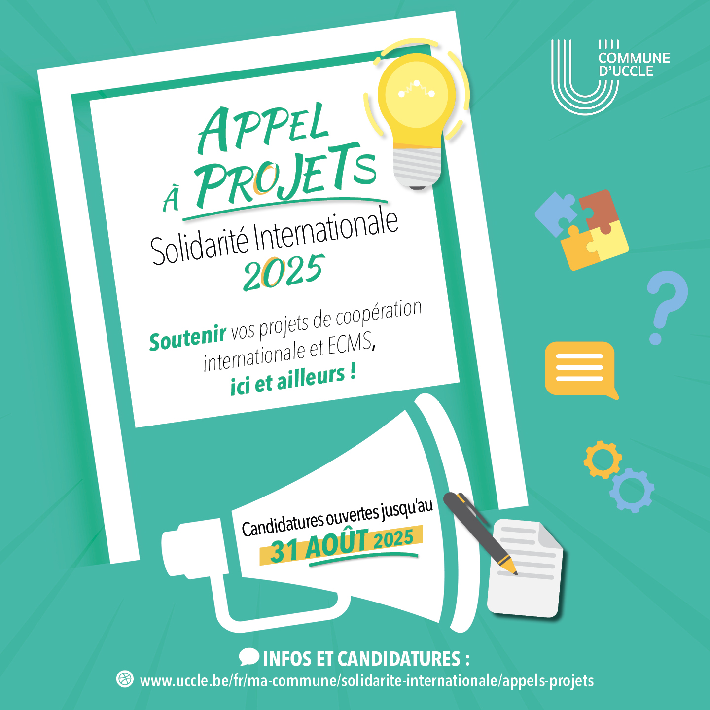 Uccle: Appel à projets / Solidarité internationale 2025 - Soliris.brussels